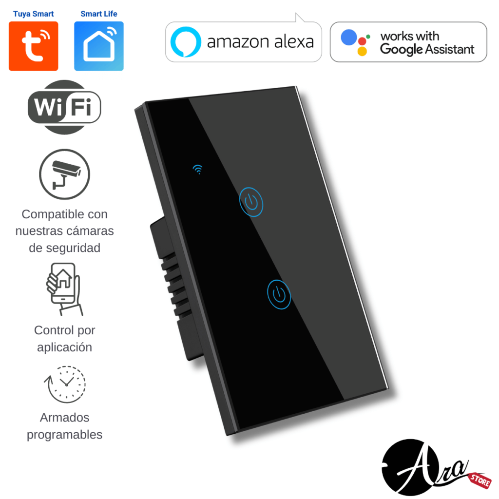 Apagador Inteligente Doble Wifi Tuya Smart / Smart Life | Ara Store